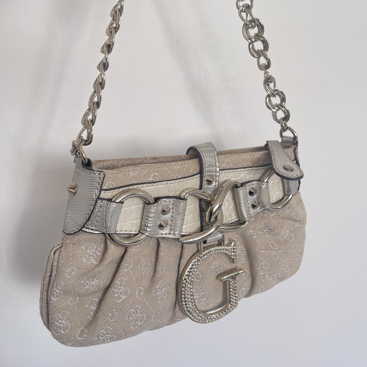 Stunning Y2K GUESS monogram diamanté chain handbag... - Depop