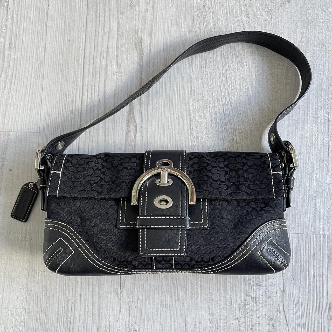 Classic coach black monogram buckle handbag... - Depop