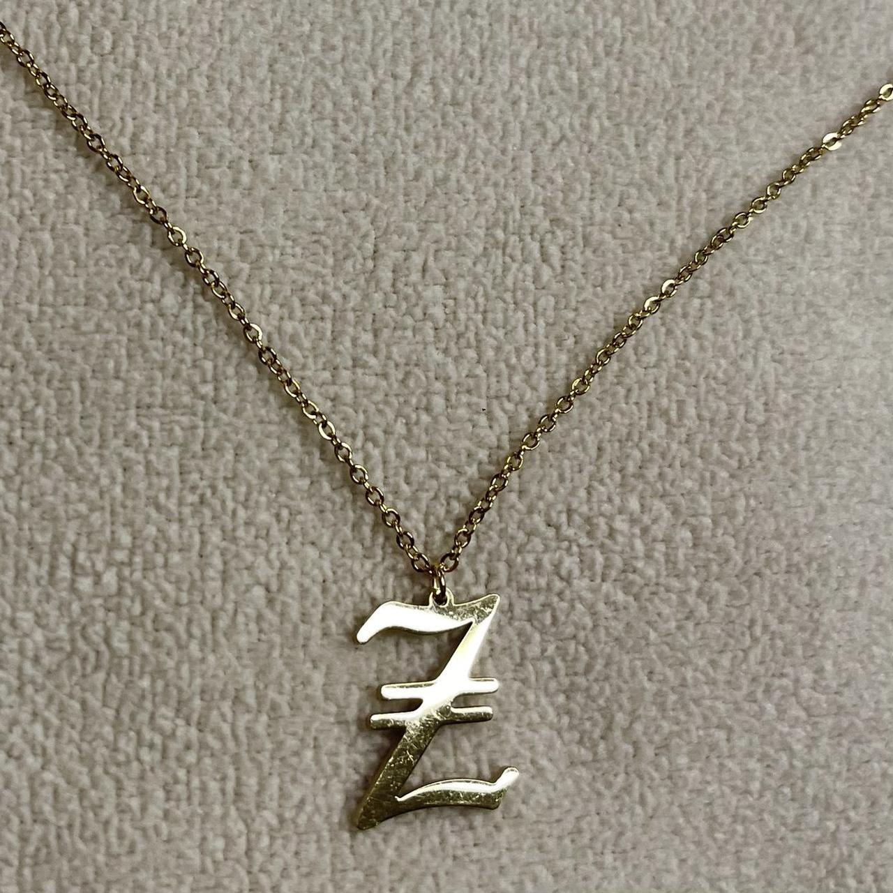 gold initial letter “Z” pendant necklace (FREE... - Depop
