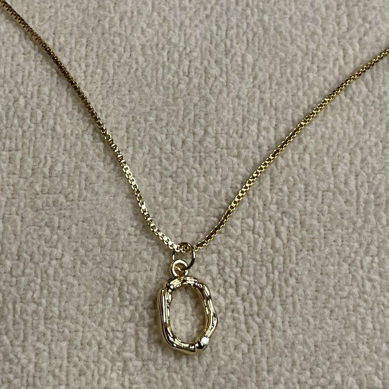 gold initial letter “O” pendant necklace (FREE... - Depop