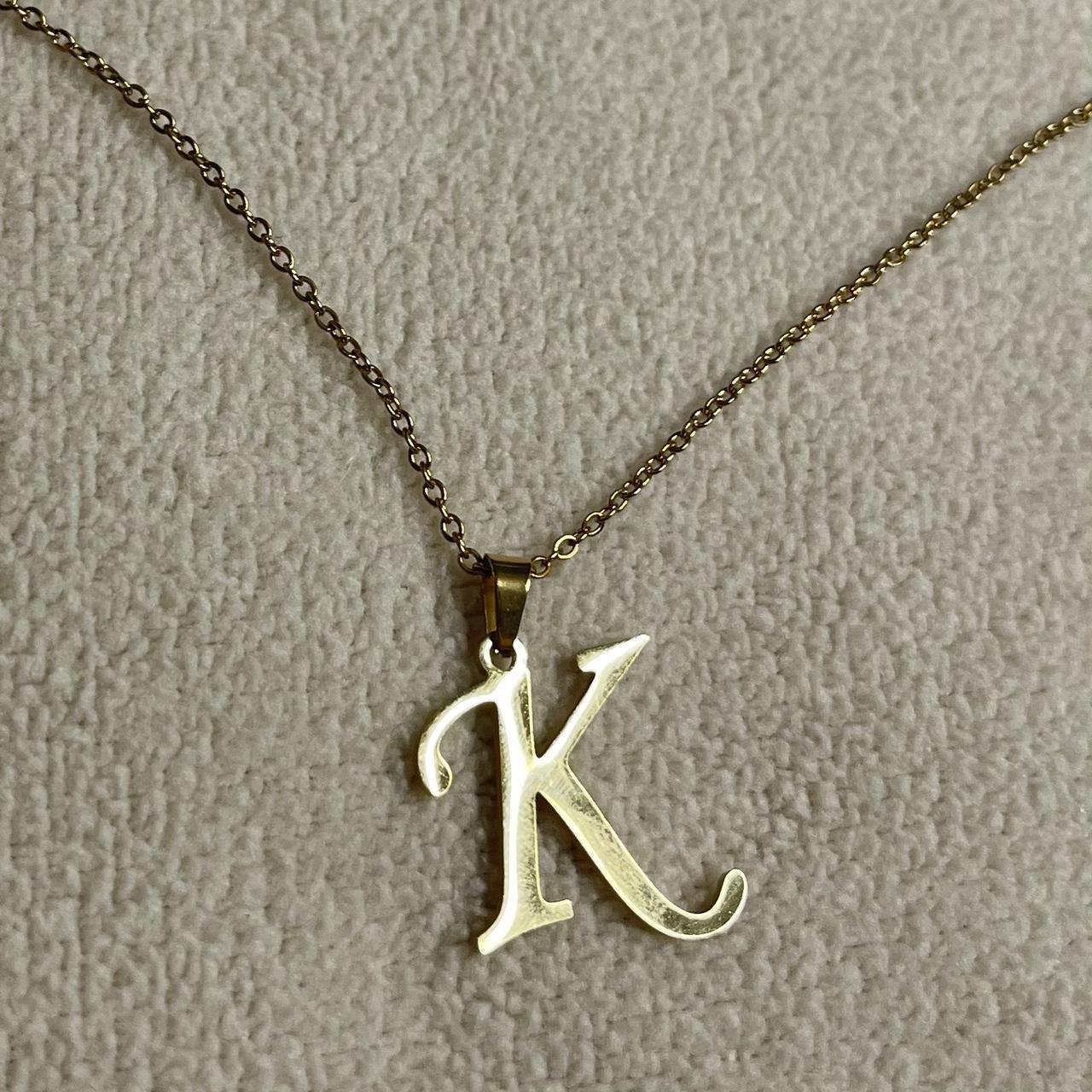 gold initial letter “K” pendant necklace (FREE... - Depop