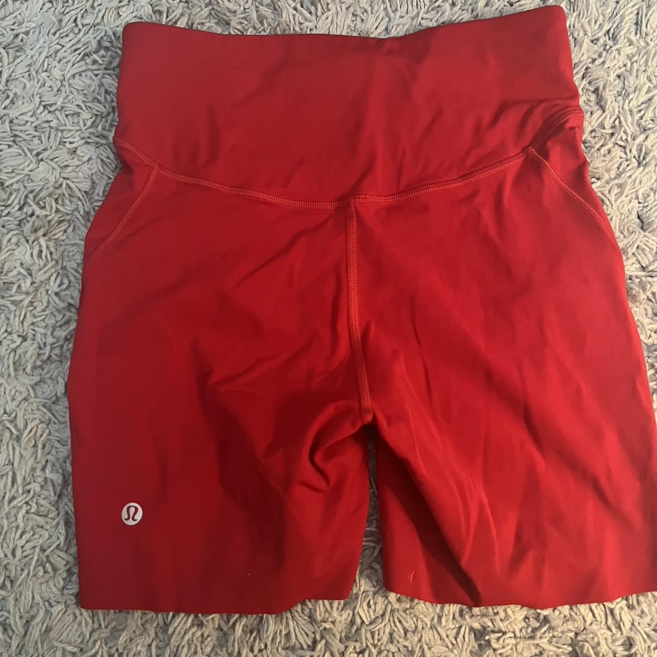 Lululemon Base Pace Biker short in red 6” Size 6... - Depop