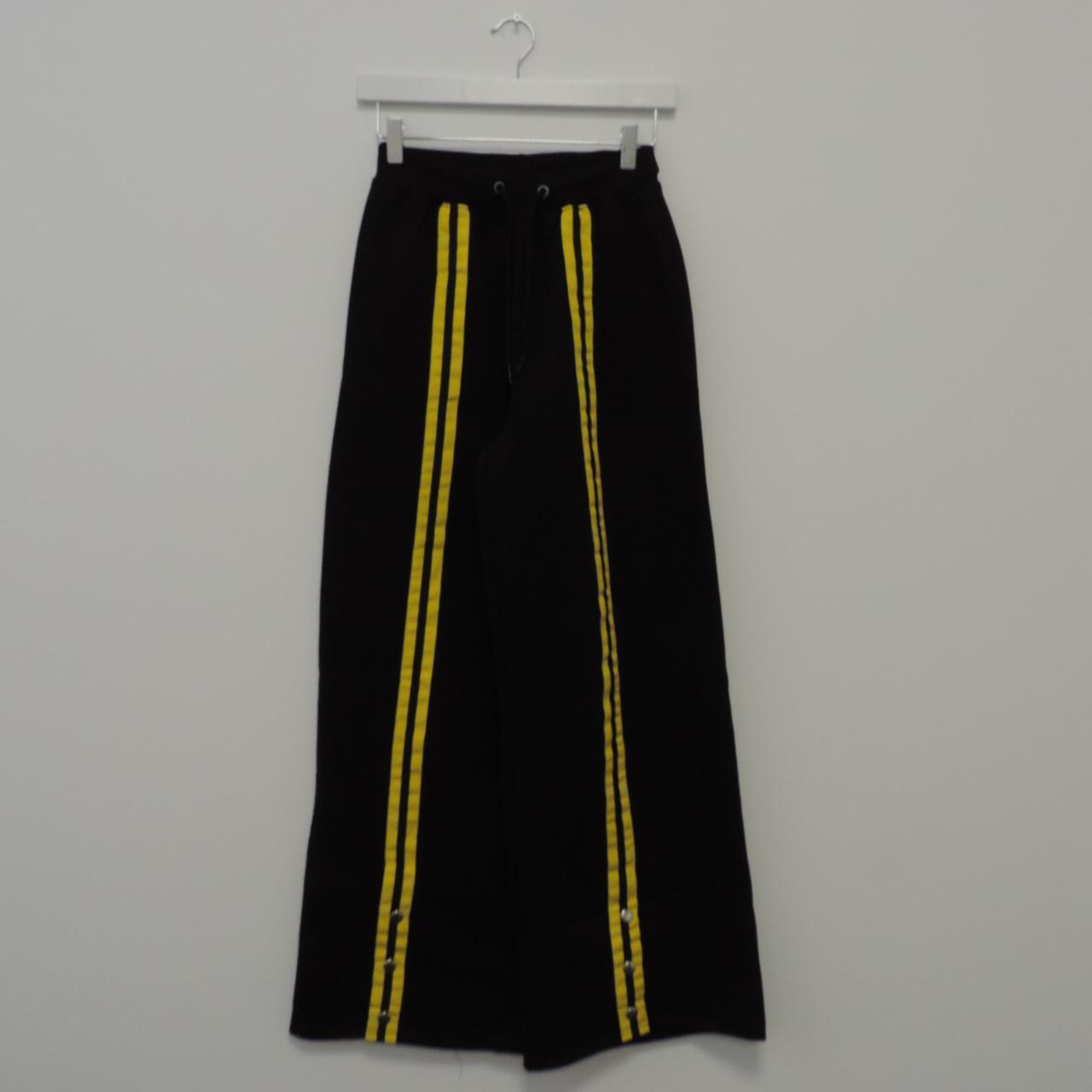 Misguided black straight leg with yellow lines... - Depop