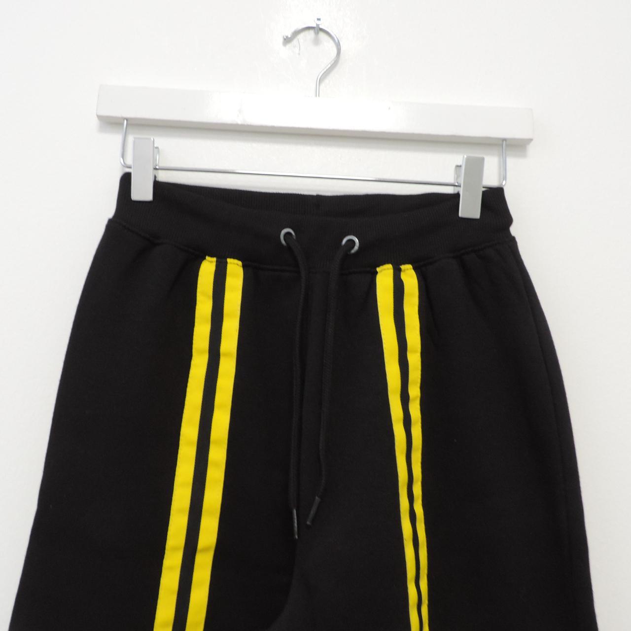 Misguided black straight leg with yellow lines... - Depop