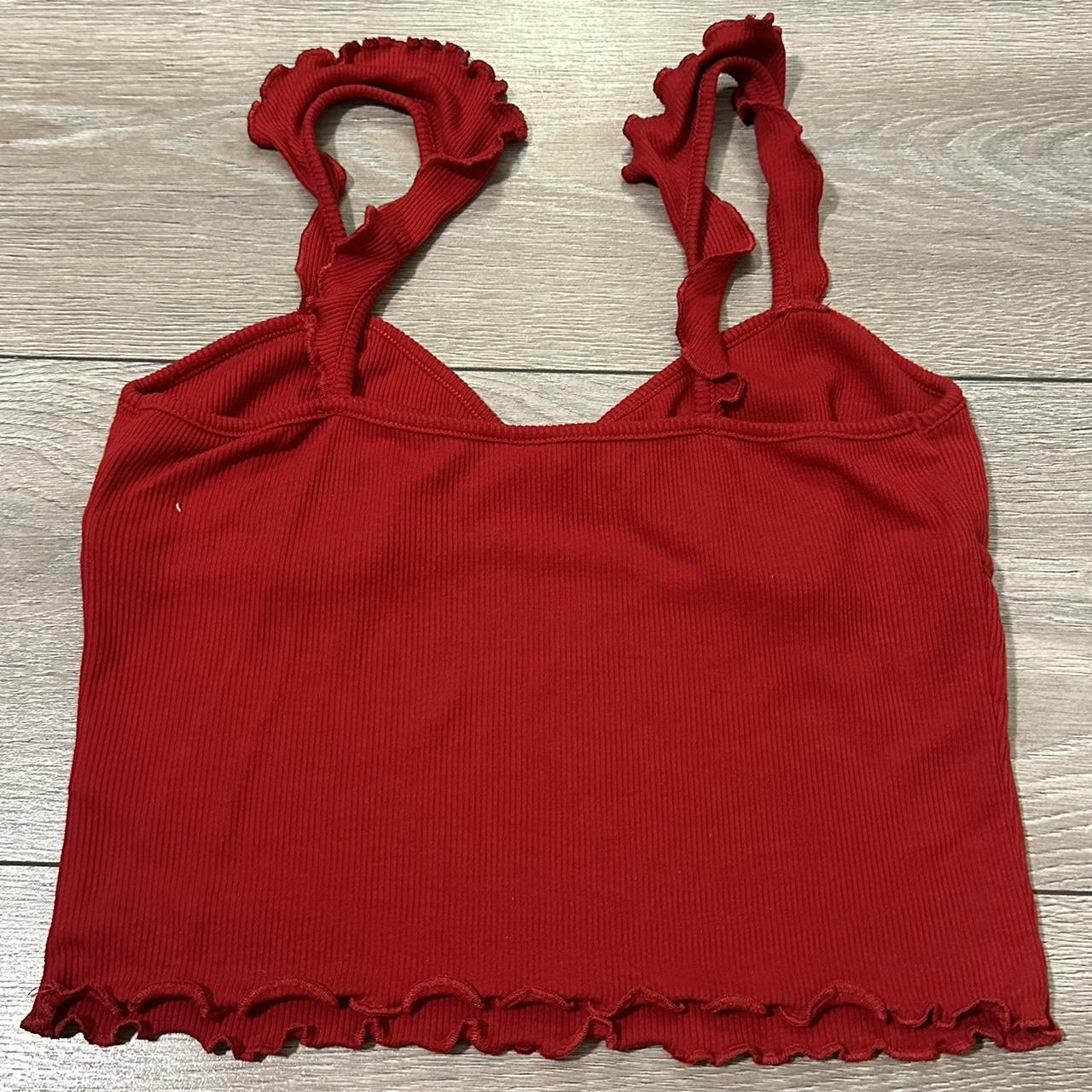 red ruffle tank top garage size M worn once - Depop