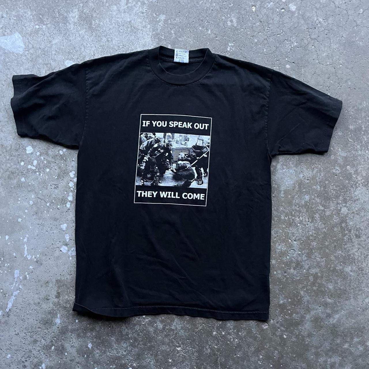Vintage 90s police brutality protest tee Size... - Depop