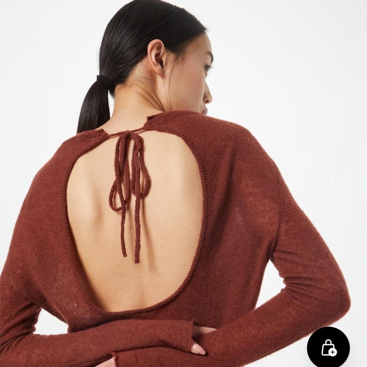 WEEKDAY sheer rust coloured knitted cutout back... - Depop