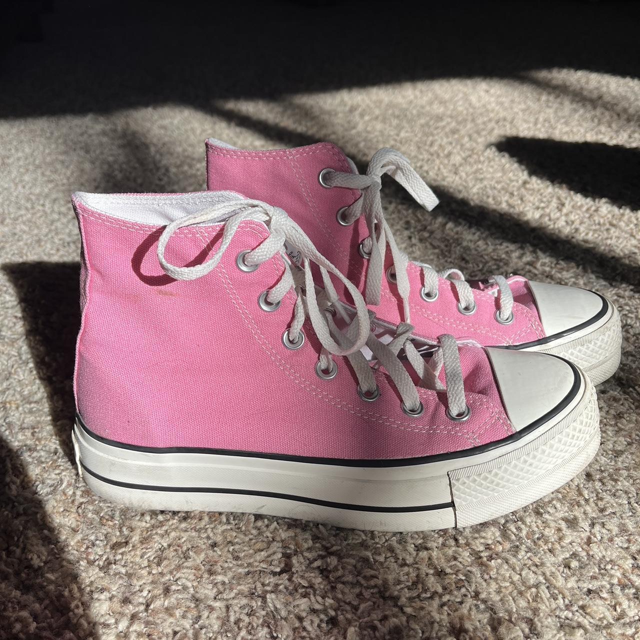 Platform pink converse - size womens 7.5 - worn a... - Depop