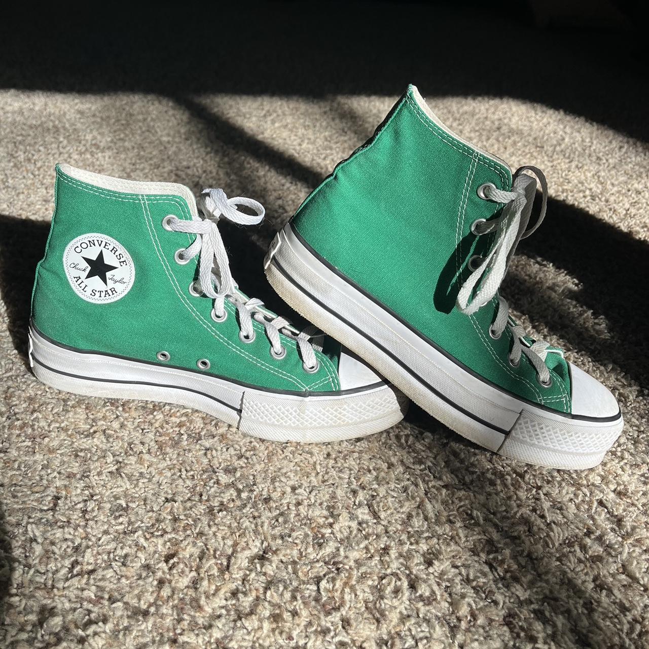 Green platform converse - women’s 7.5 - worn a... - Depop