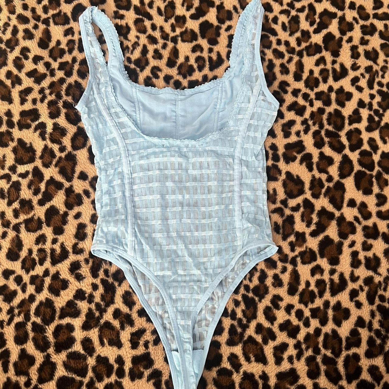forever 21 light blue bodysuit worn once size XS... - Depop