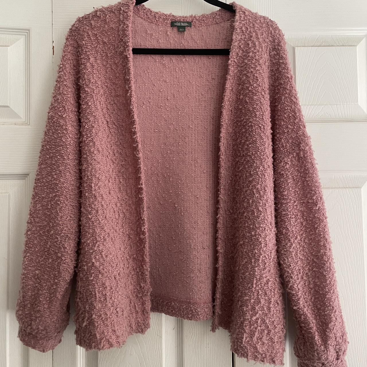 Fuzzy pink cardigan oversized fit. - Depop