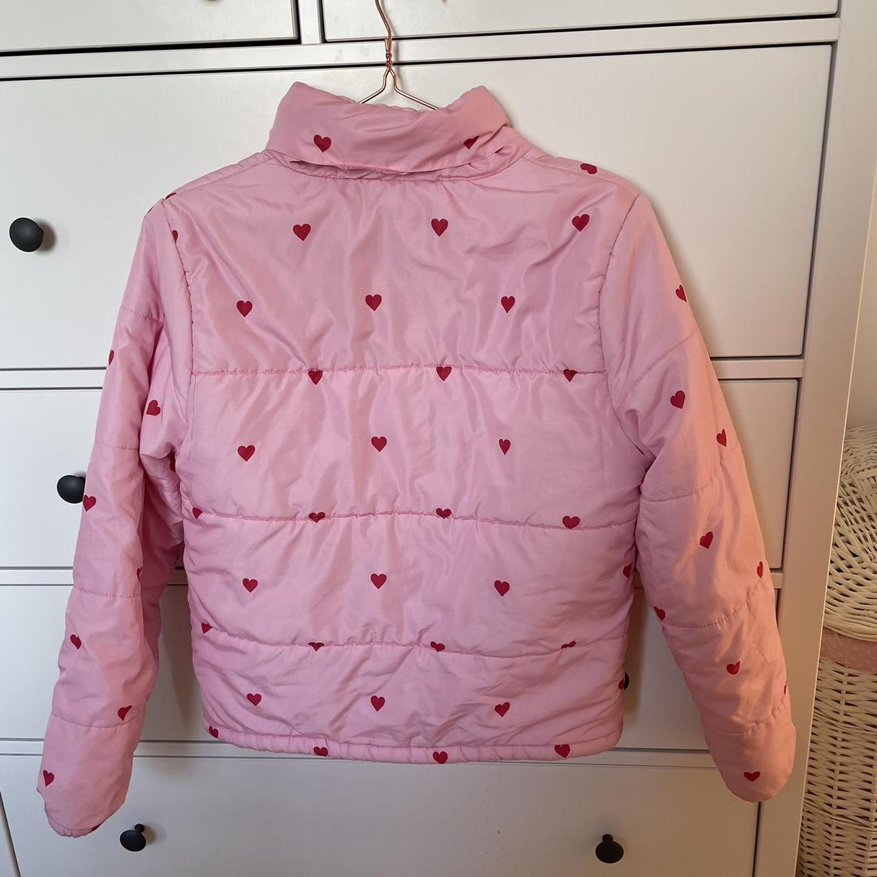 Love heart puffer jacket some black marks by collar - Depop