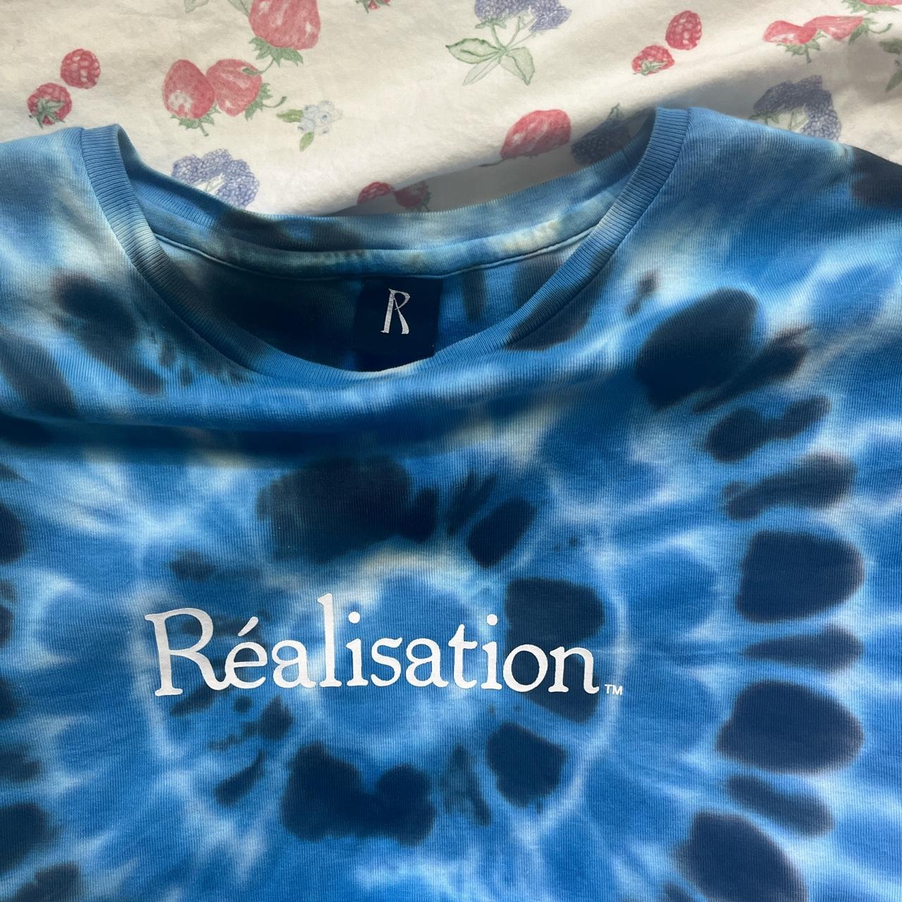 Réalisation Par Women's Blue and White Shirt | Depop