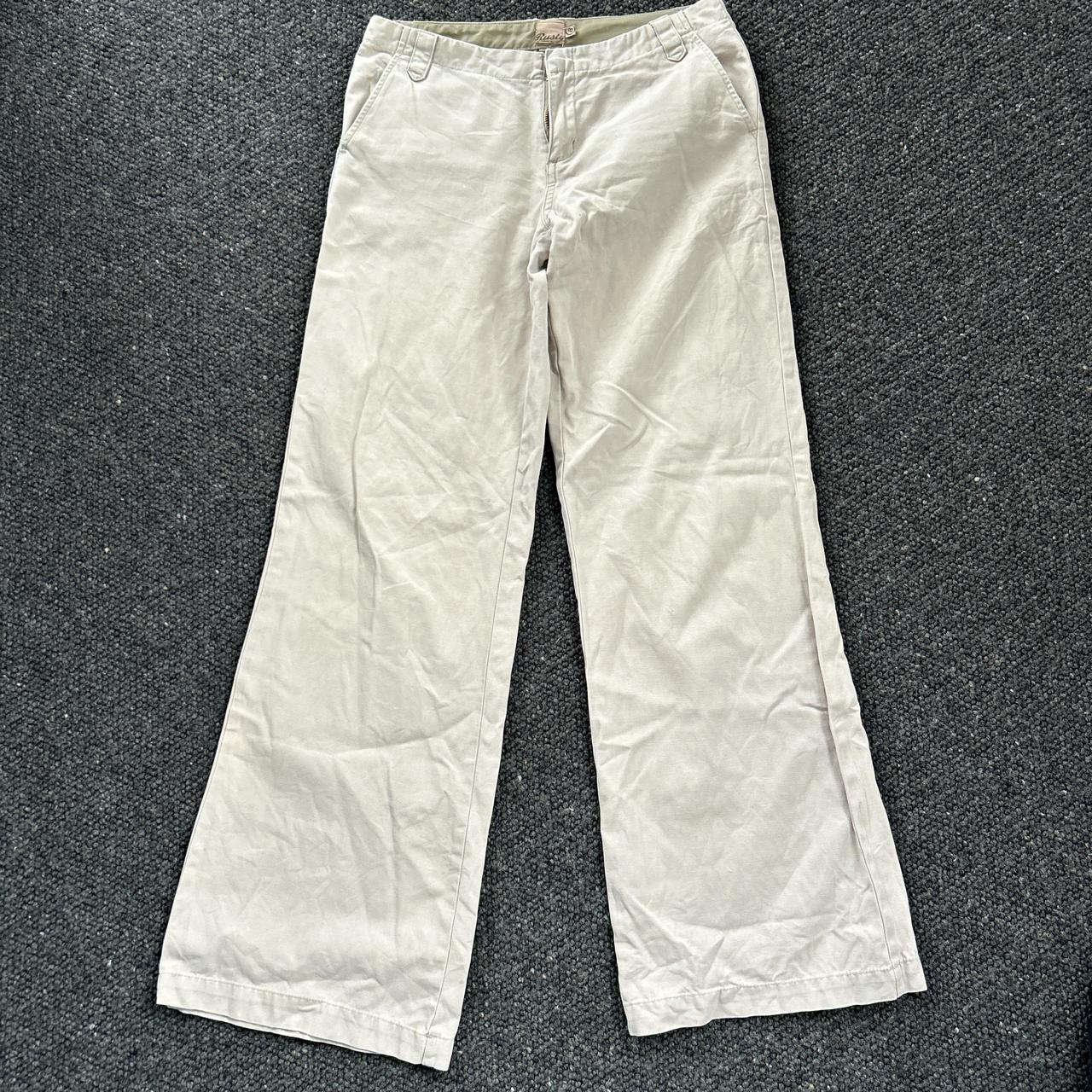 Rusty cream low rise straight leg pant, with button... - Depop