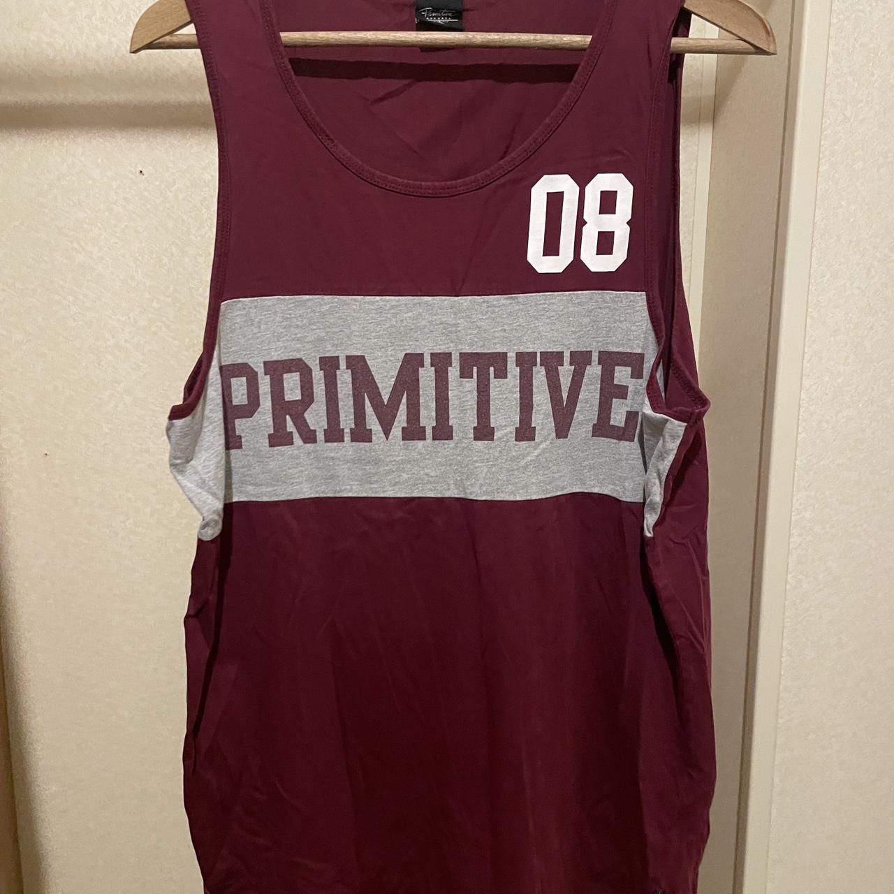 Primitive vest in red burgundy and grey. Size L fits... - Depop