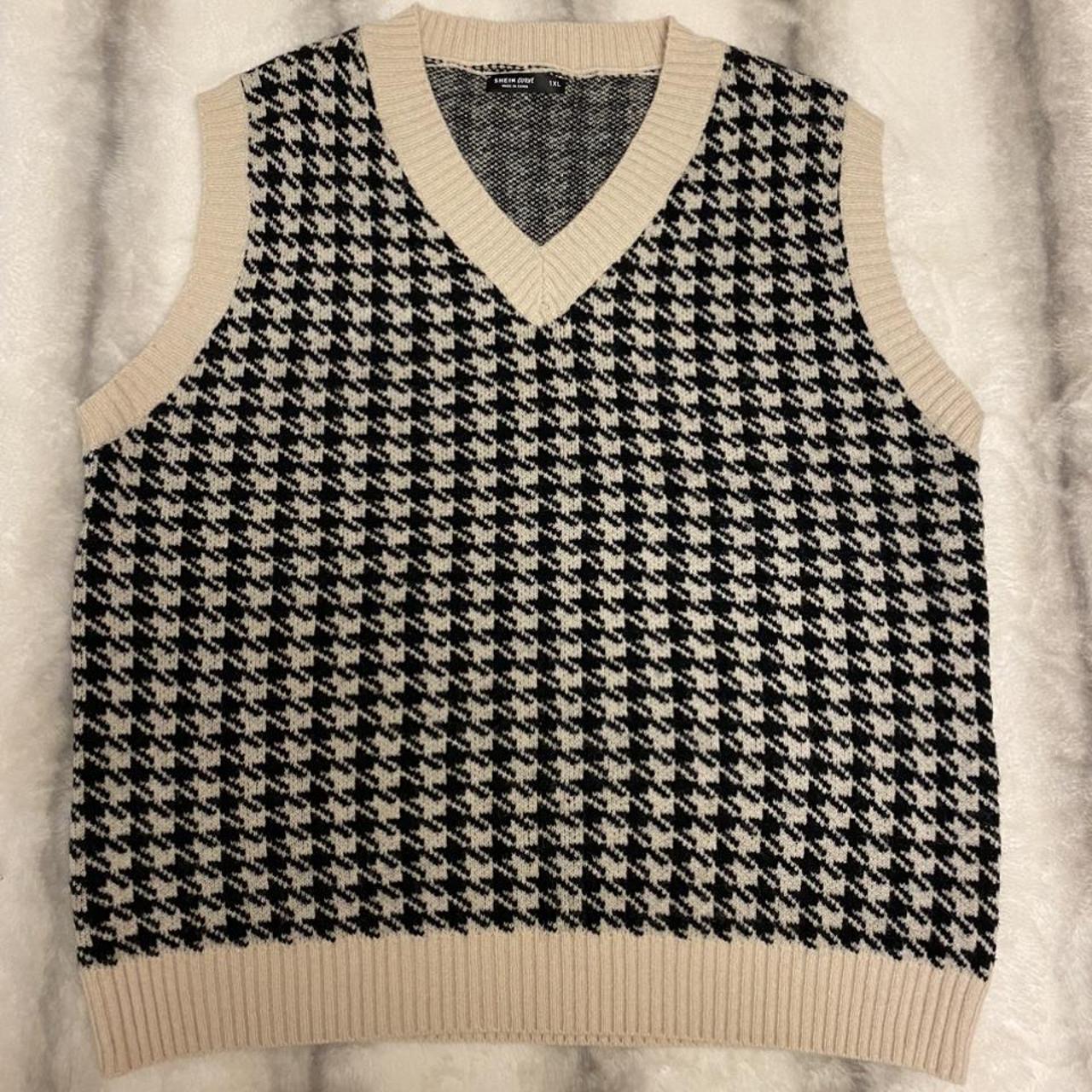Shein Houndstooth Pattern Sweater Vest Size Xl Depop