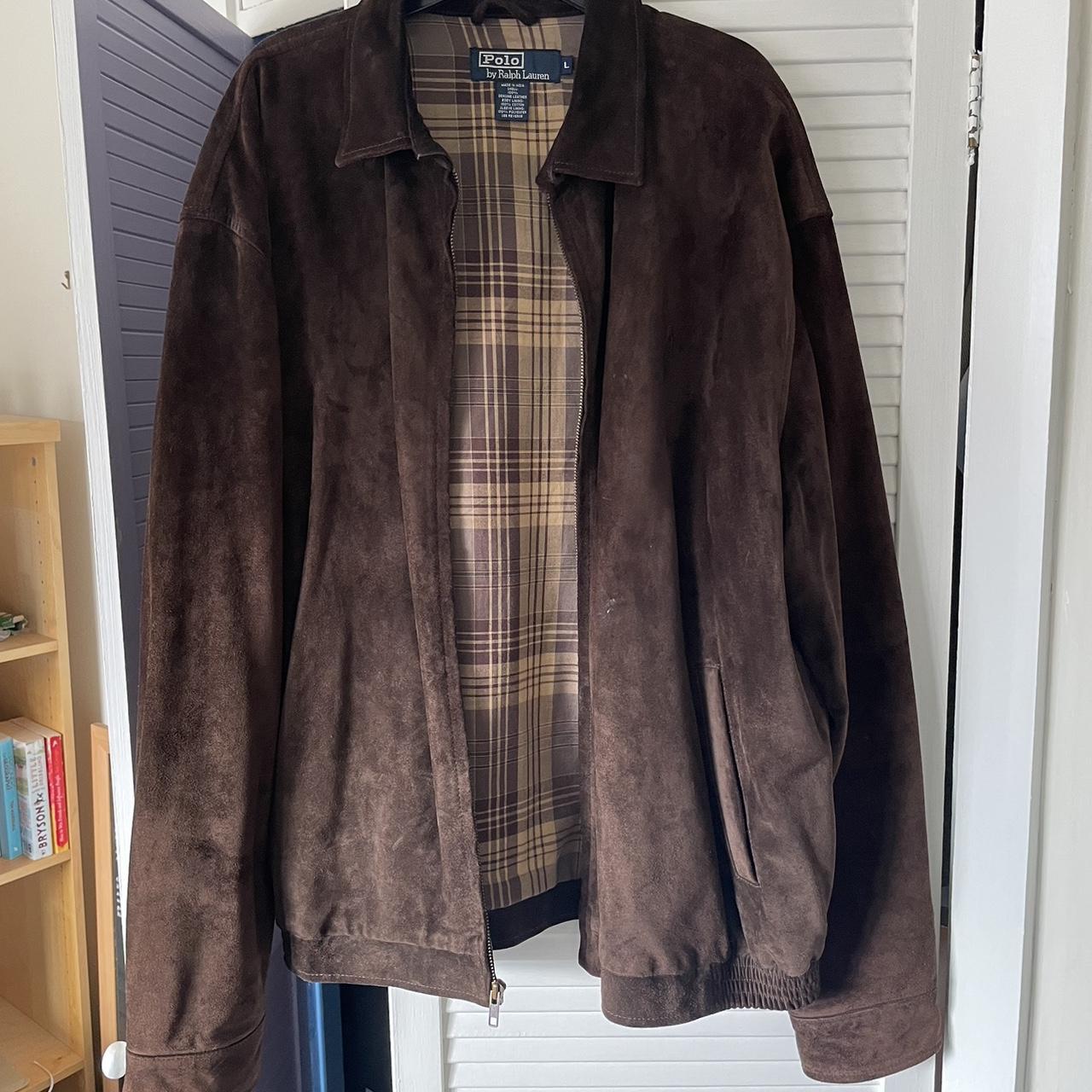 Ralph Lauren, real suede brown leather jacket.... - Depop