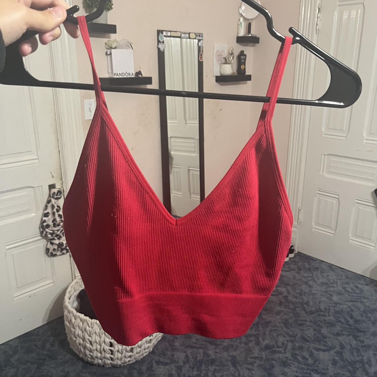 super cute and soft red tank worn twice - Depop