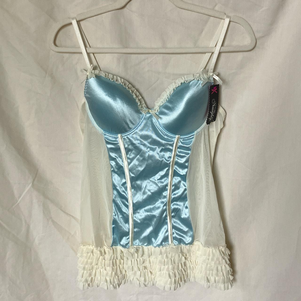 Baby Blue Satin Ruffle Slip The prettiest slip... - Depop
