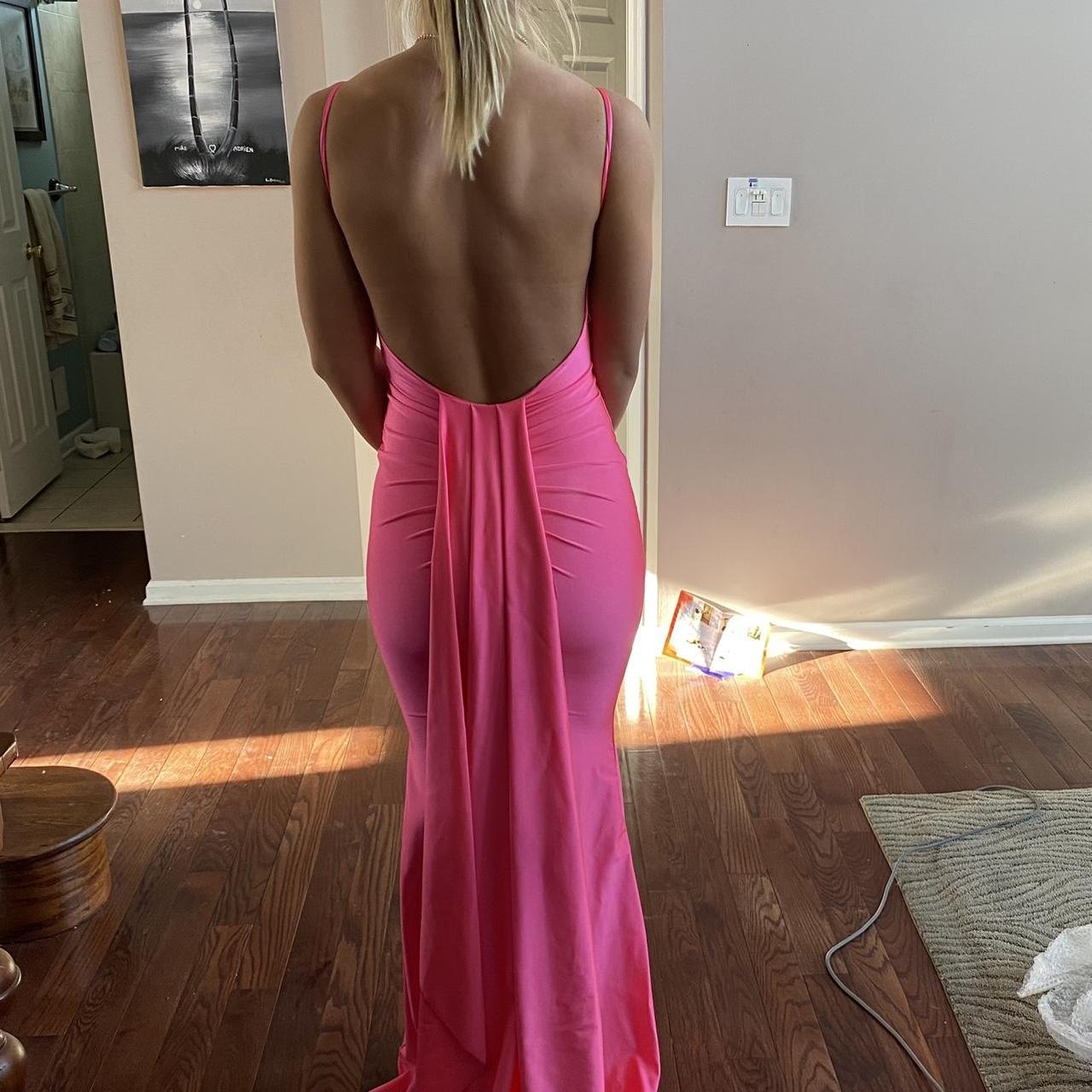Pink backless prom dress #glamour... | Depop