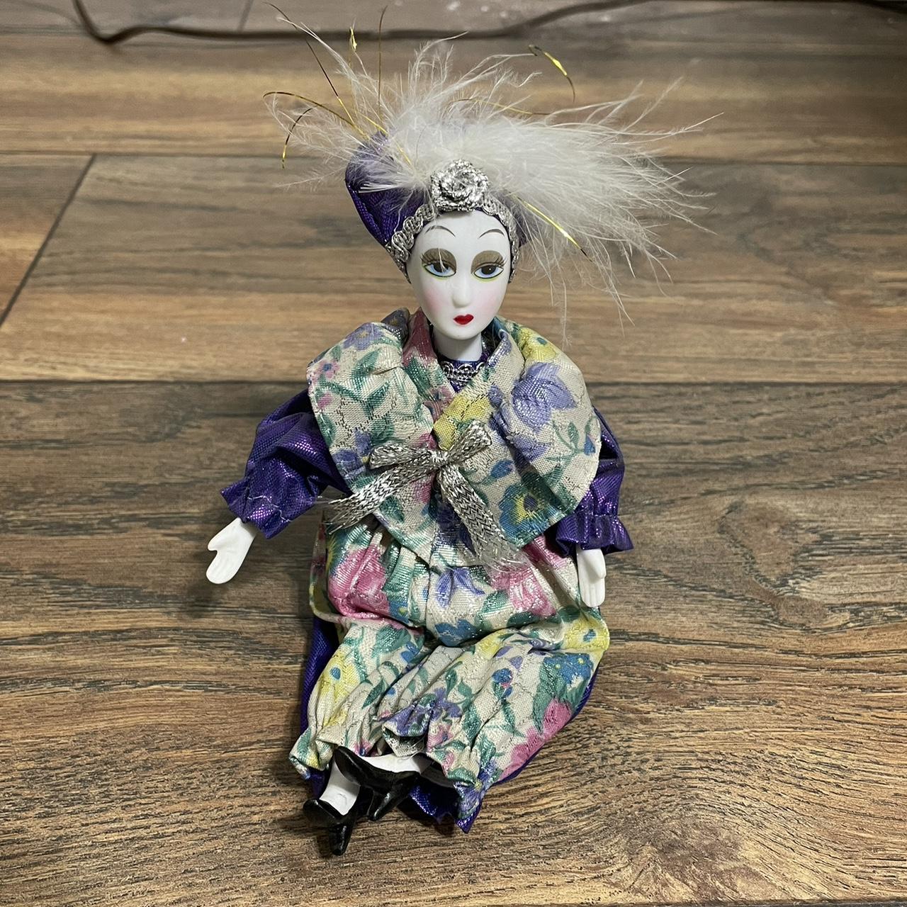 vintage mini purple harlequin jester clown doll!... - Depop