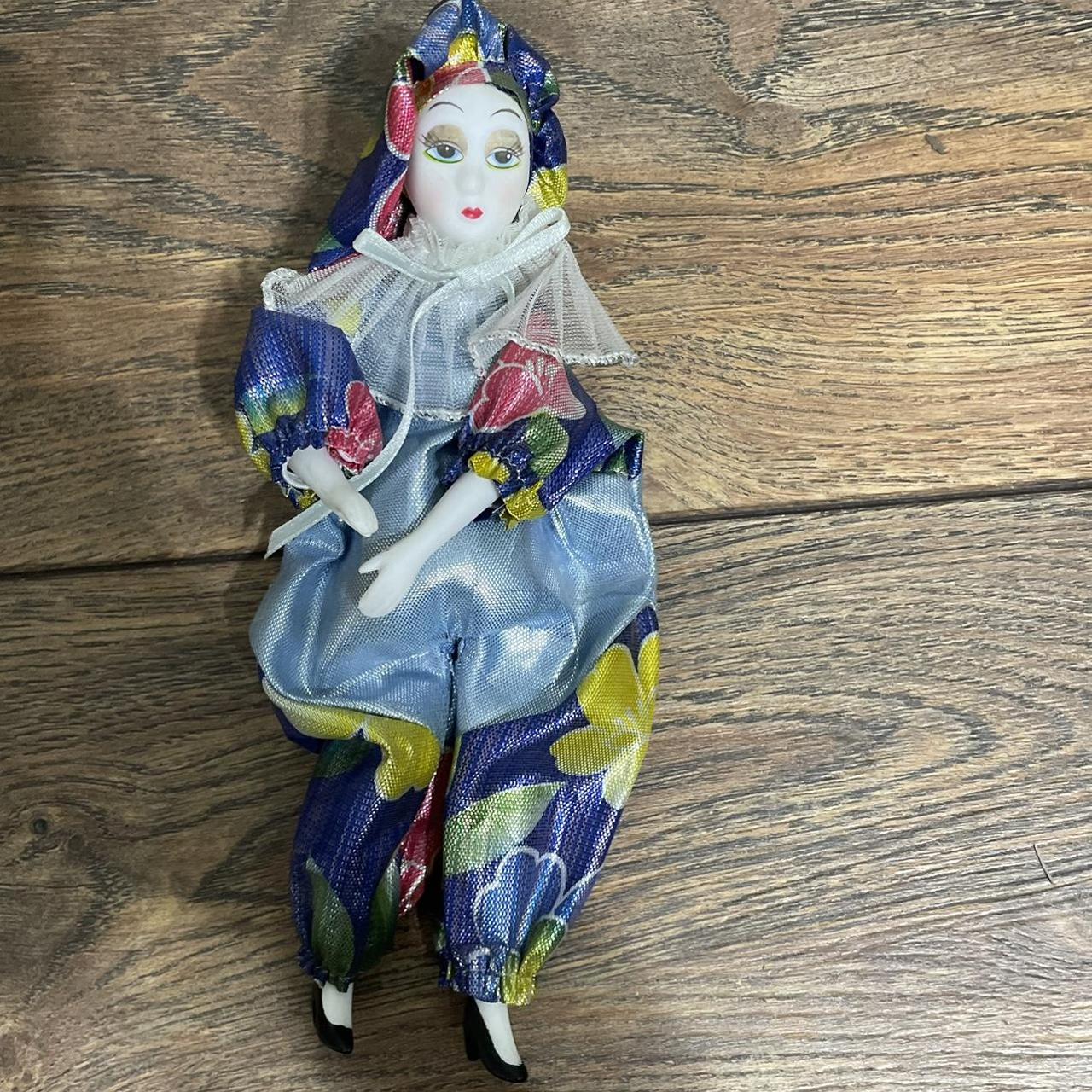 vintage mini multicolored harlequin jester clown... - Depop