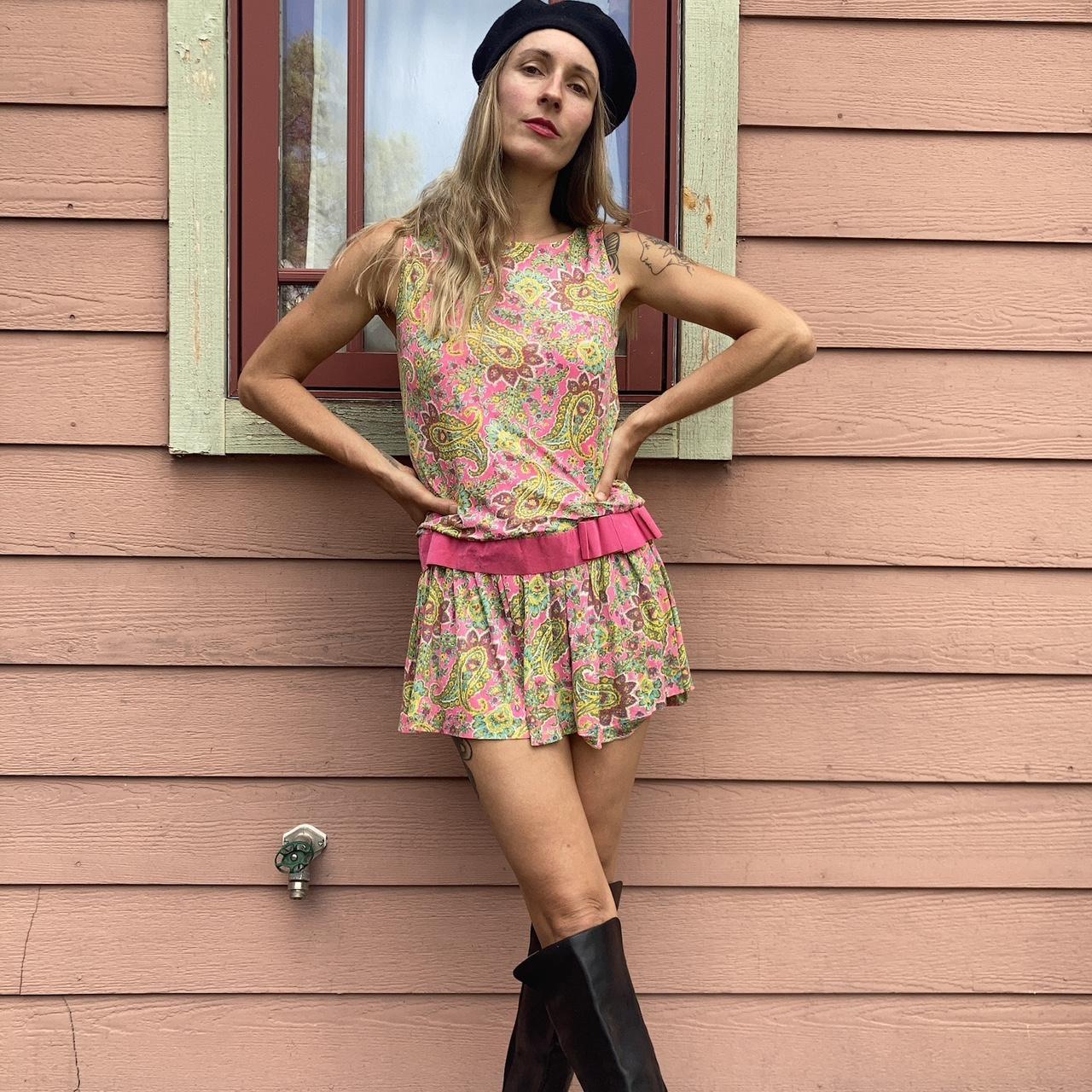 Sweet vintage 1960s drop waist micro mini dress with... - Depop