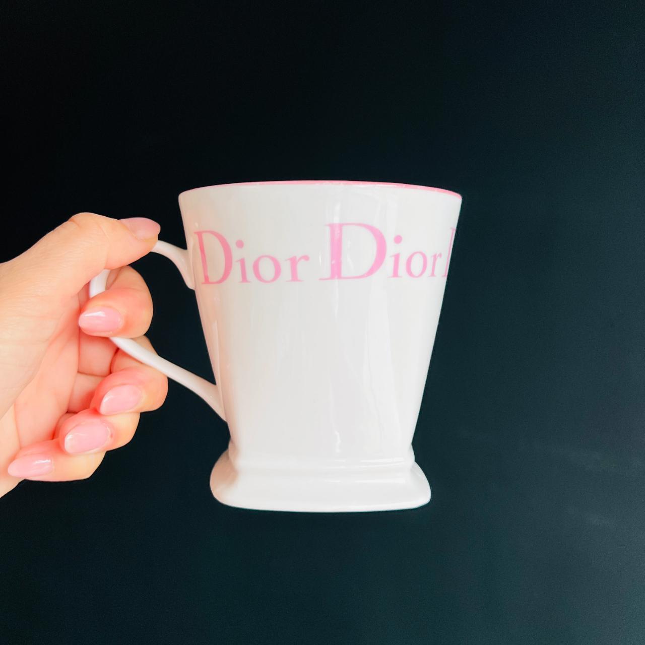 Christian Dior Mug Coffee Cup White Pink Logo... - Depop