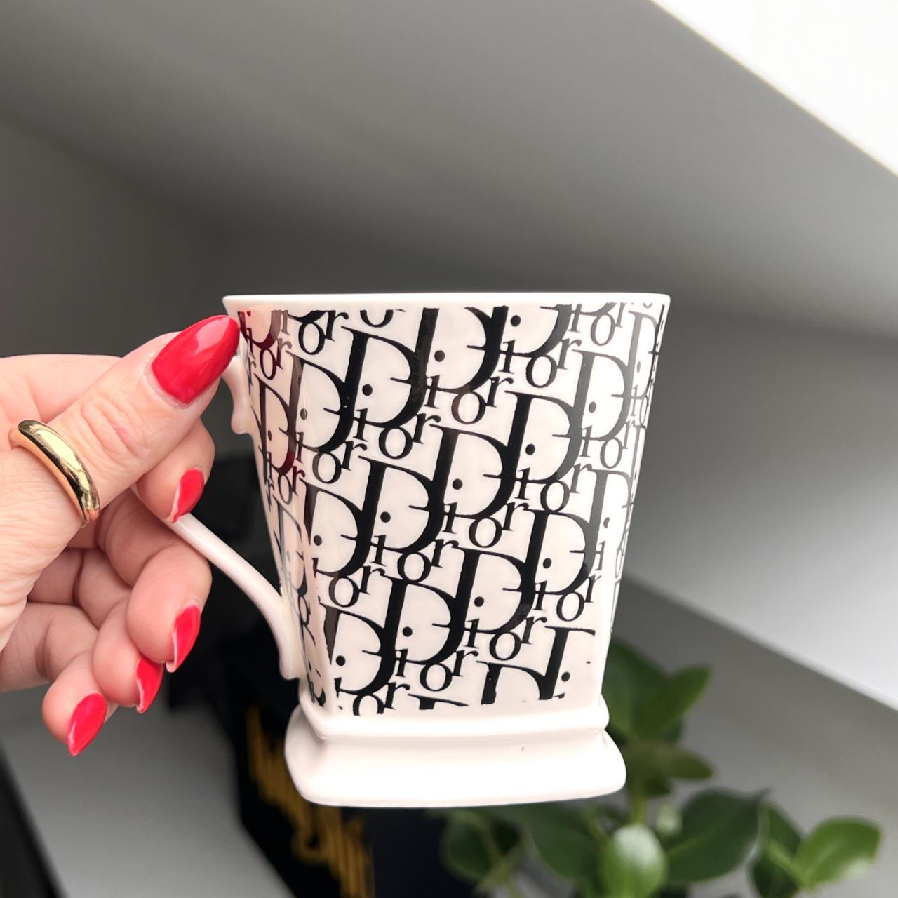 Christian Dior Mug Cup Monogram Logo Black White... - Depop