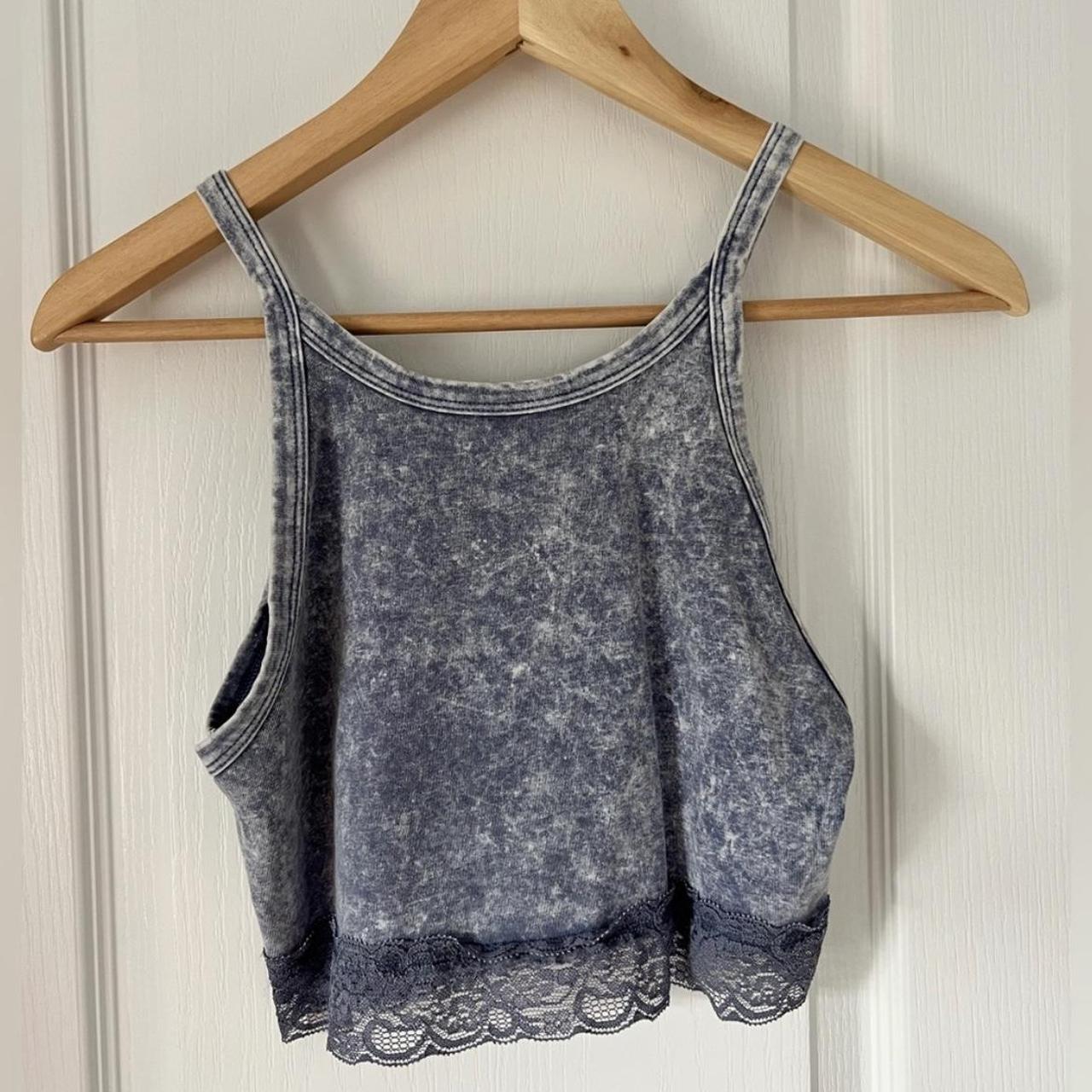 Colsie Lace Tank -Barely worn, acid wash pattern... | Depop