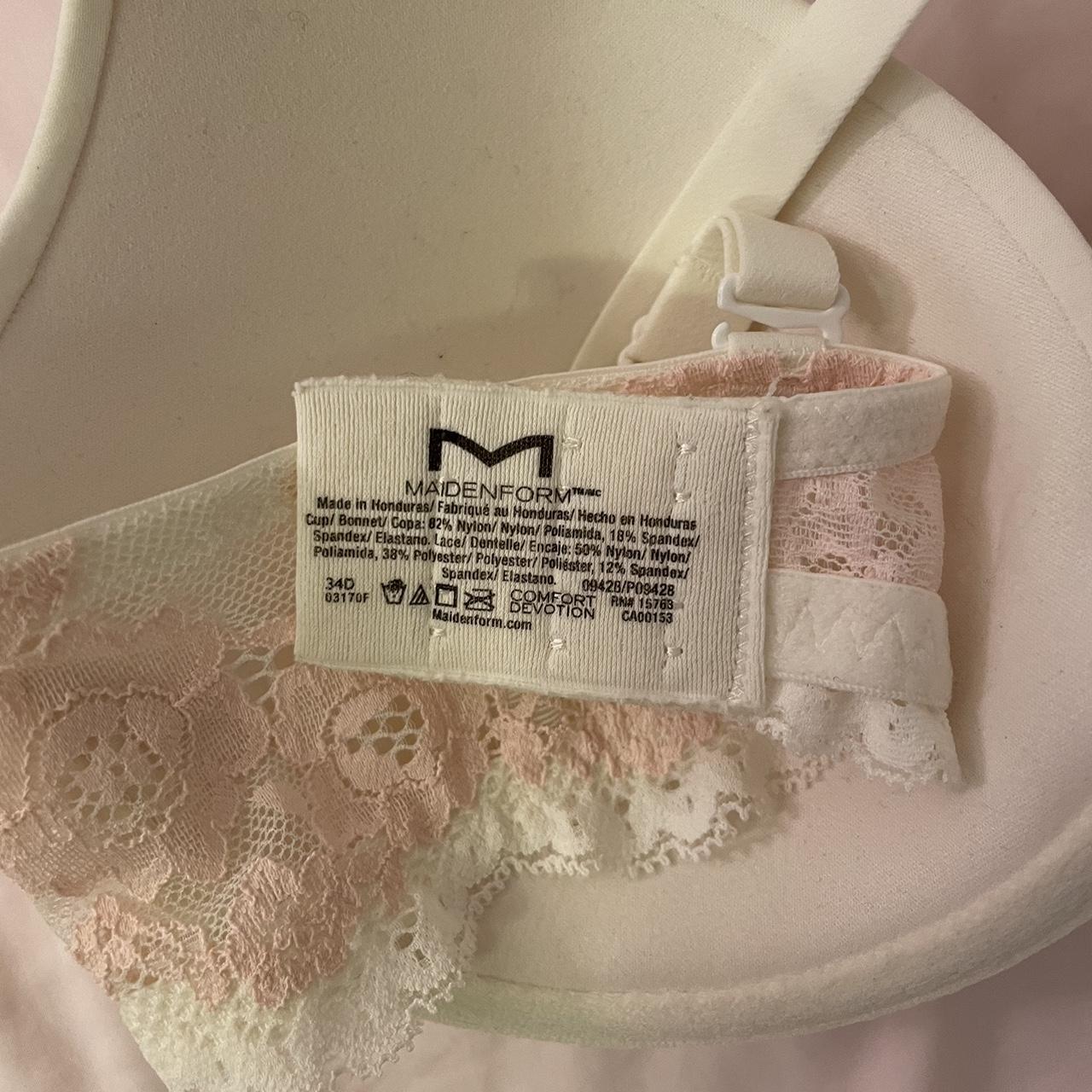 Maidenform White and Pink Lace Bra #bralette... | Depop