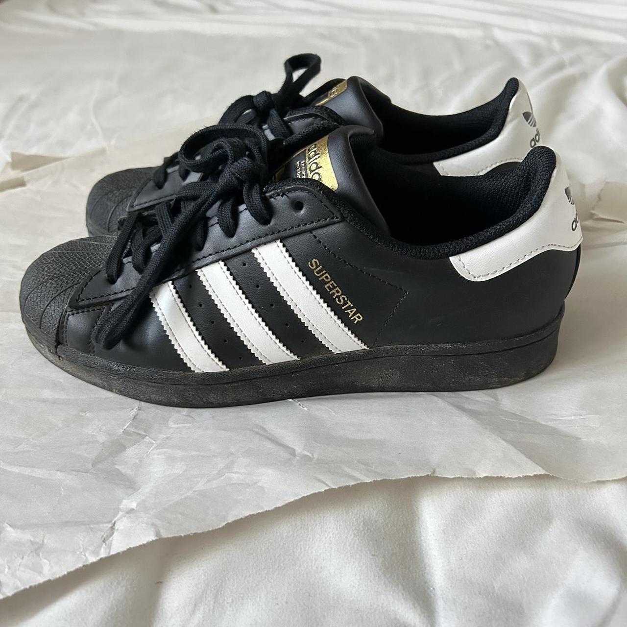 adidas black and white superstar shoes • men size... - Depop