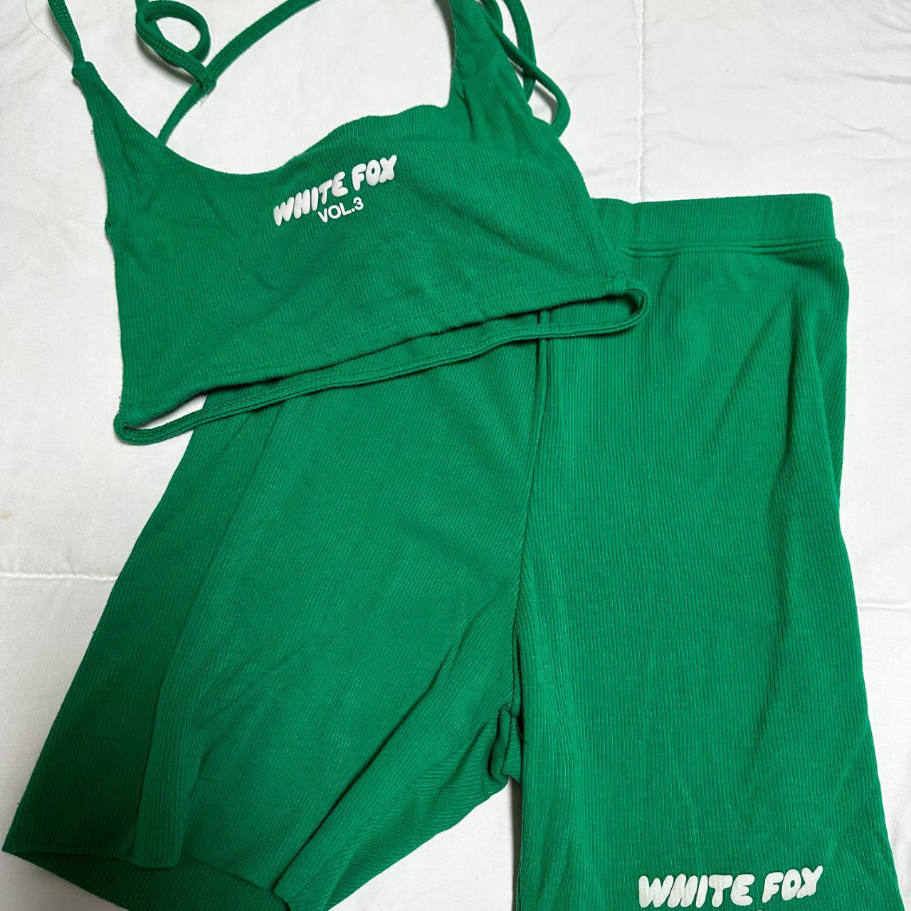 White Fox matching set biker shorts and bra XS... - Depop