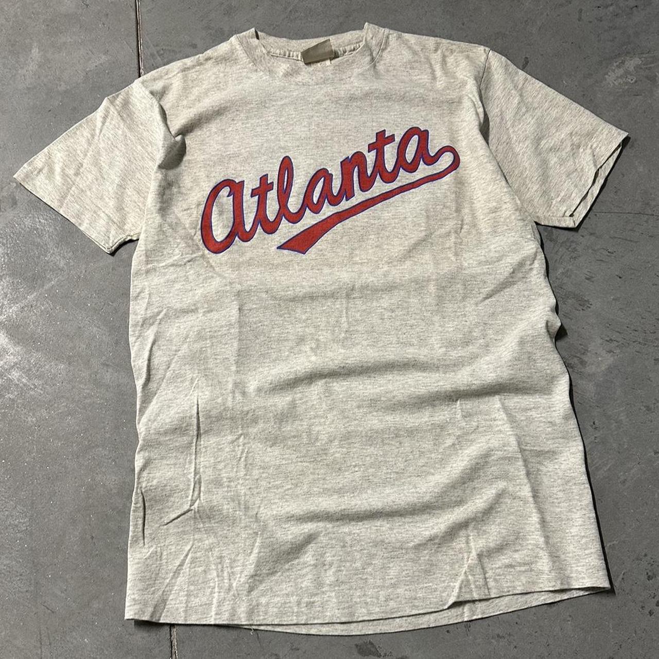 Vintage 90’s Atlanta Braves cursive spell-out... - Depop