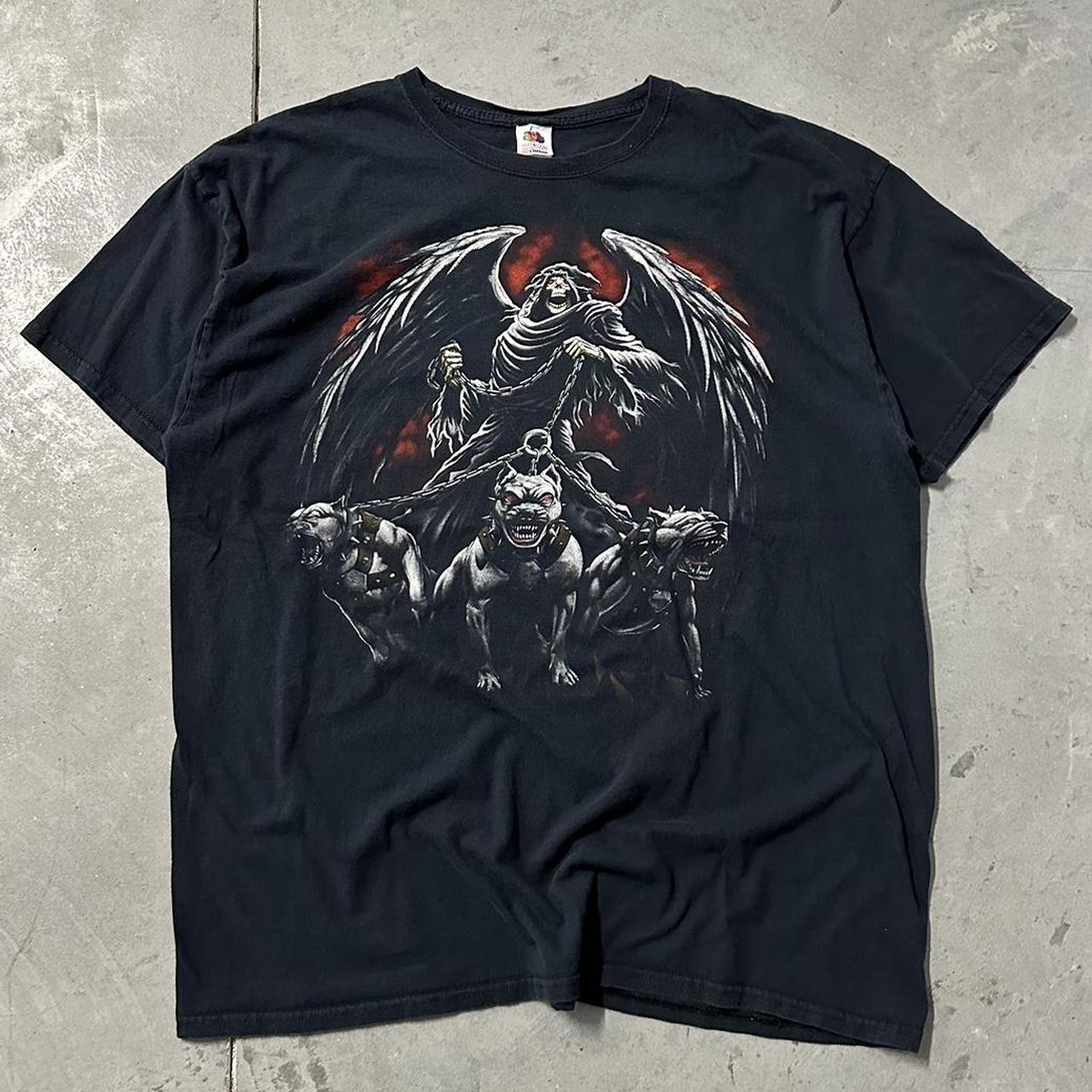 Vintage Y2K Reaper Skull Hounds Gothic skeleton... - Depop