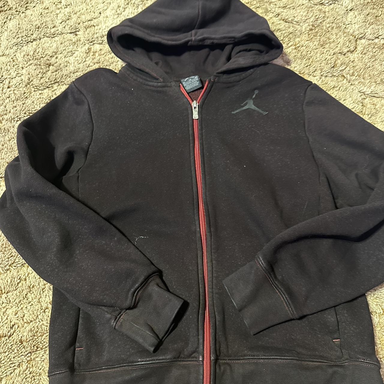 maroon jordan zip up kids xl women’s small - Depop