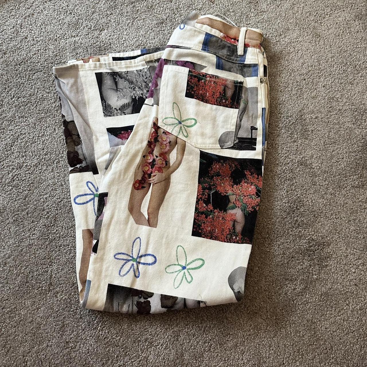 With Jean Printed Jeans Size XXS - Depop