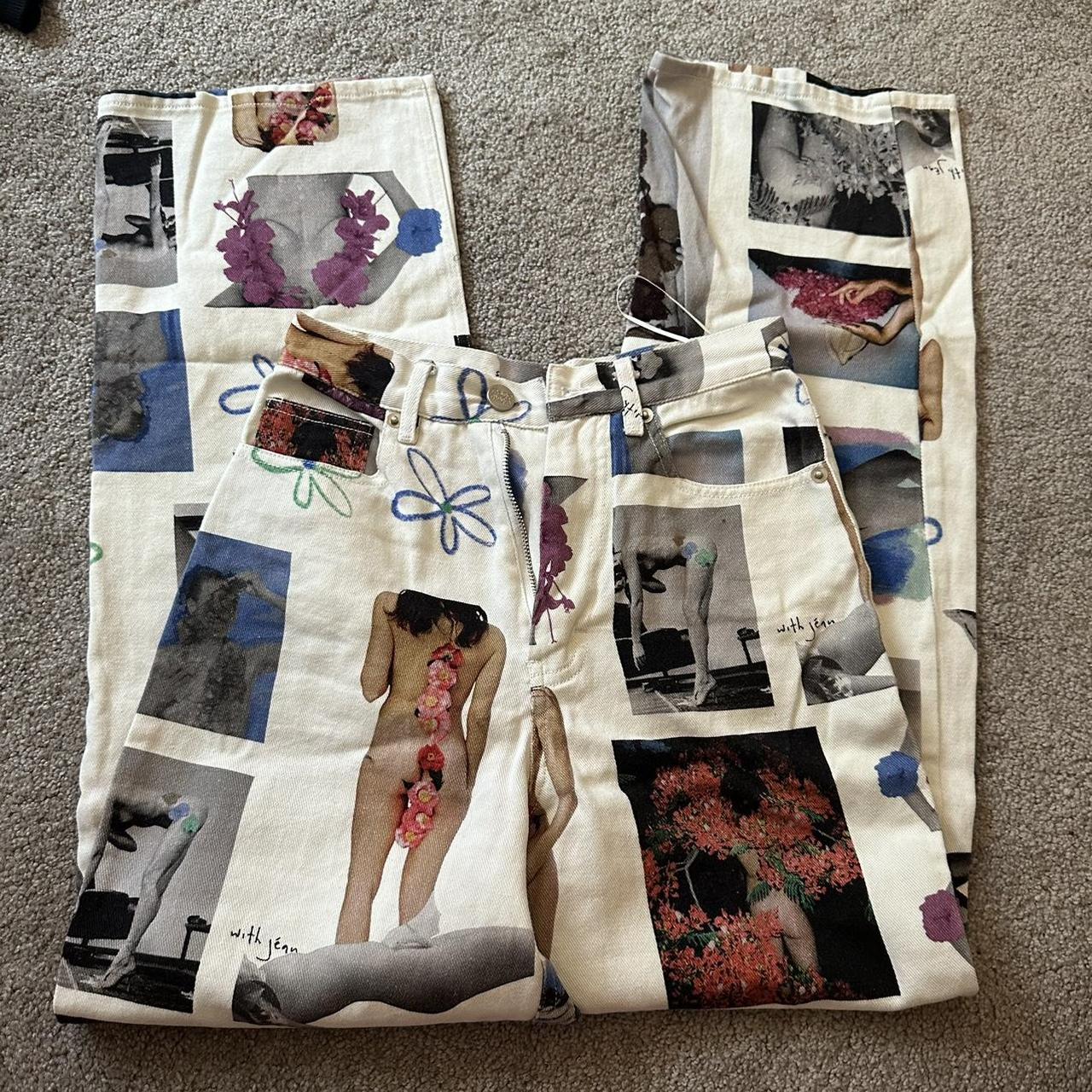 With Jean Printed Jeans Size XXS - Depop