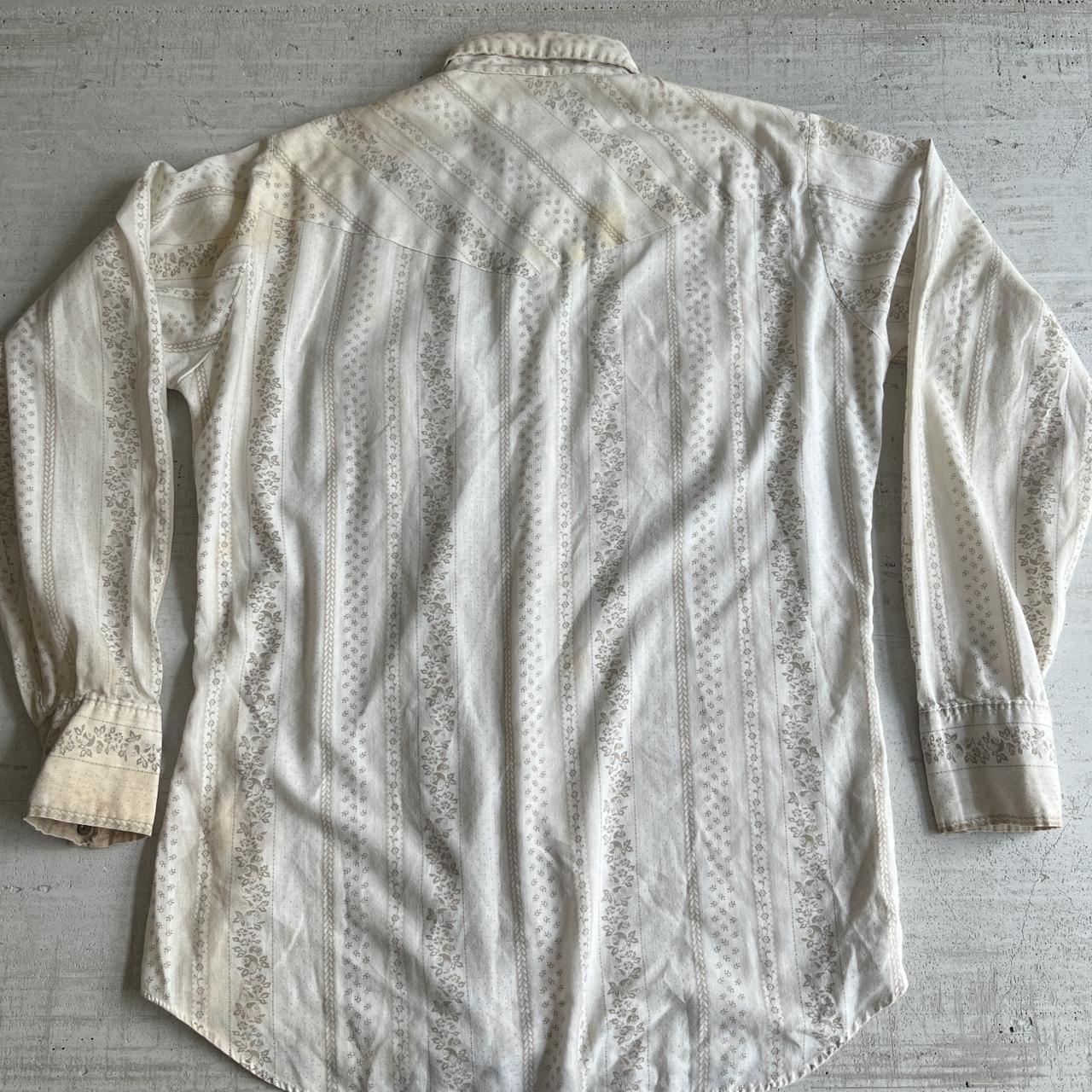 Vintage 70s 80s Cream White Discolored Pearlsnap... - Depop