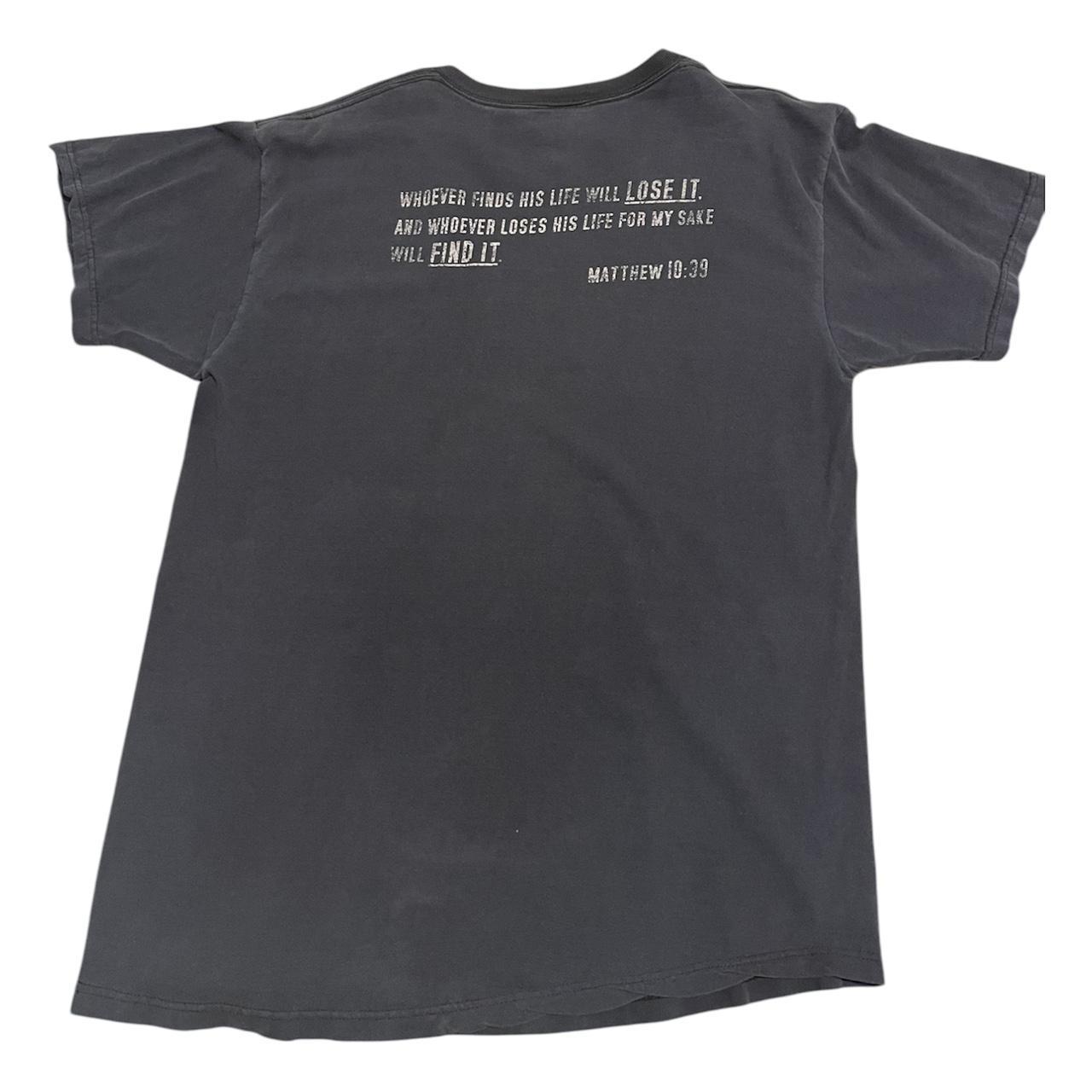 Sun faded 90s Bible verse tee navy. Message with... | Depop