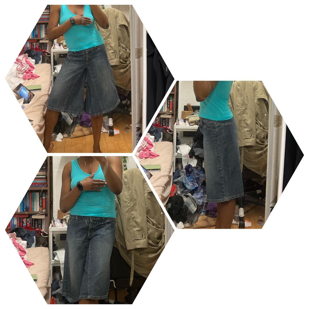 Y2K high waisted denim jorts Flared denim shorts... - Depop