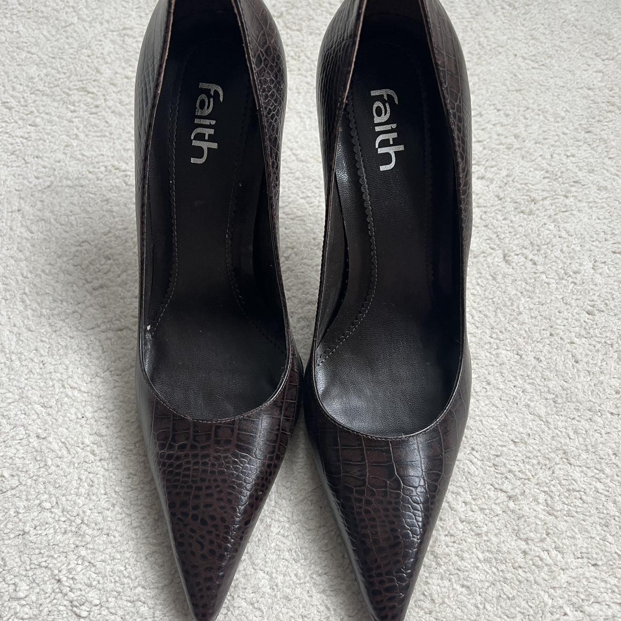 Faith brown croc pointy stiletto heels Barely worn... | Depop