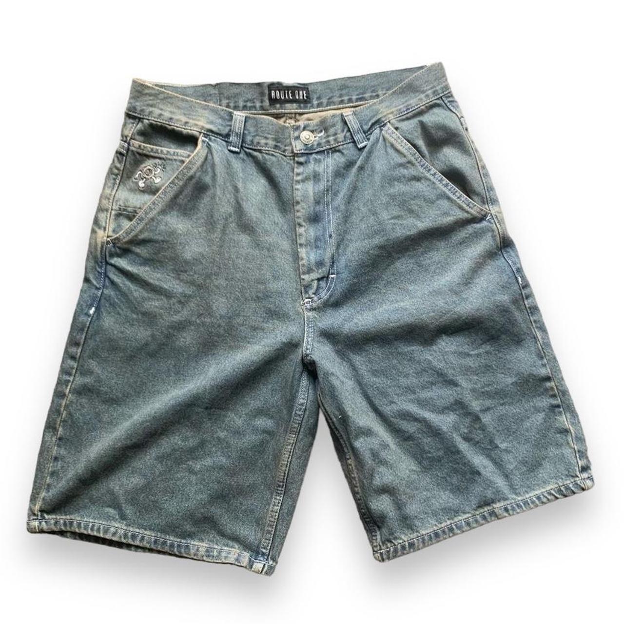 Route one baggy jorts blue -32w -deadstock brand... - Depop