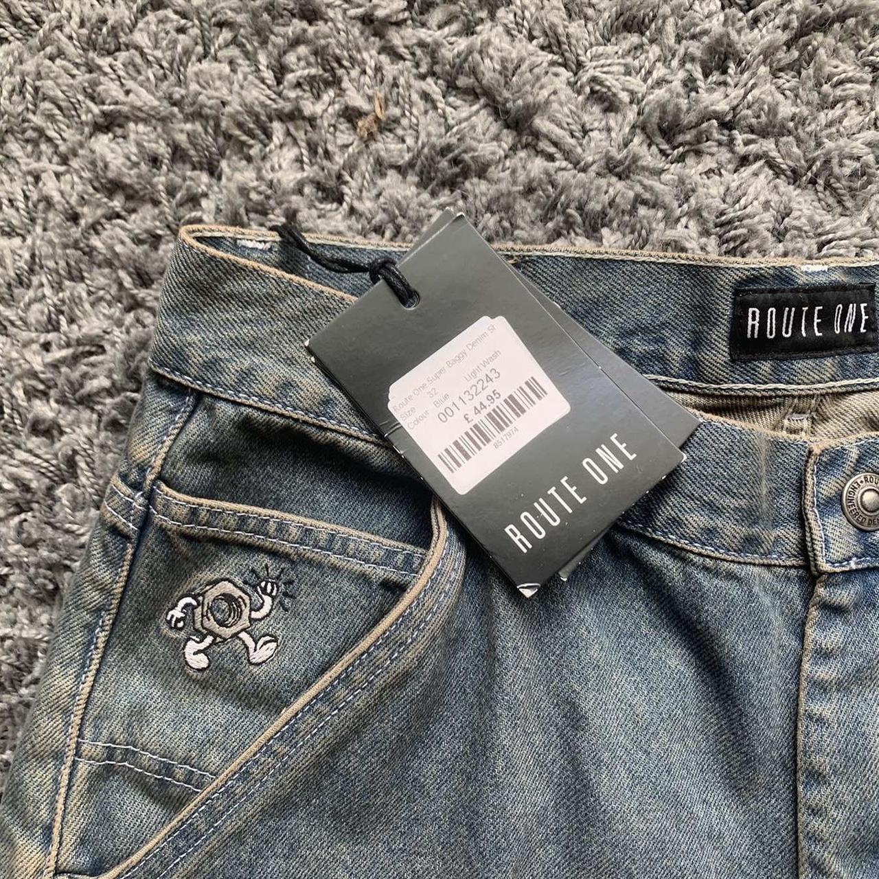 Route one baggy jorts blue -32w -deadstock brand... - Depop