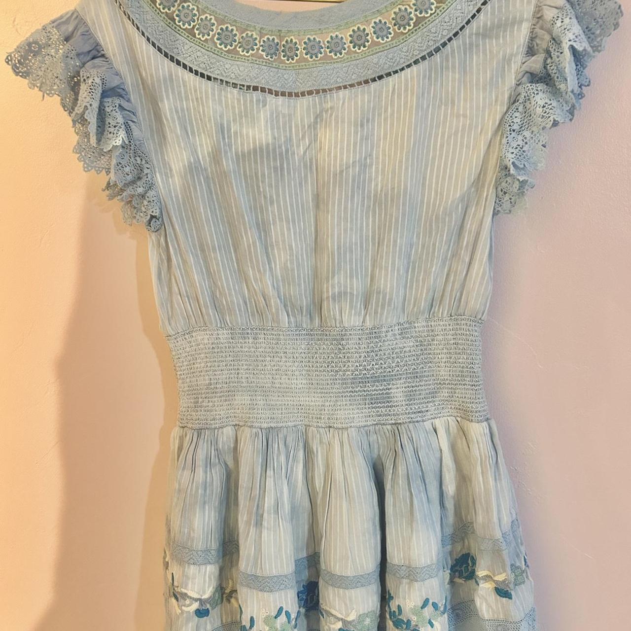 loveshack fancy blue and white pattern fits size 4ish - Depop