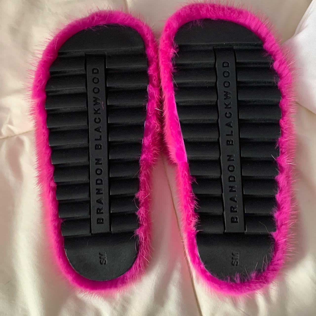 Brandon Blackwood pink fuzzy slides Retail price:... - Depop
