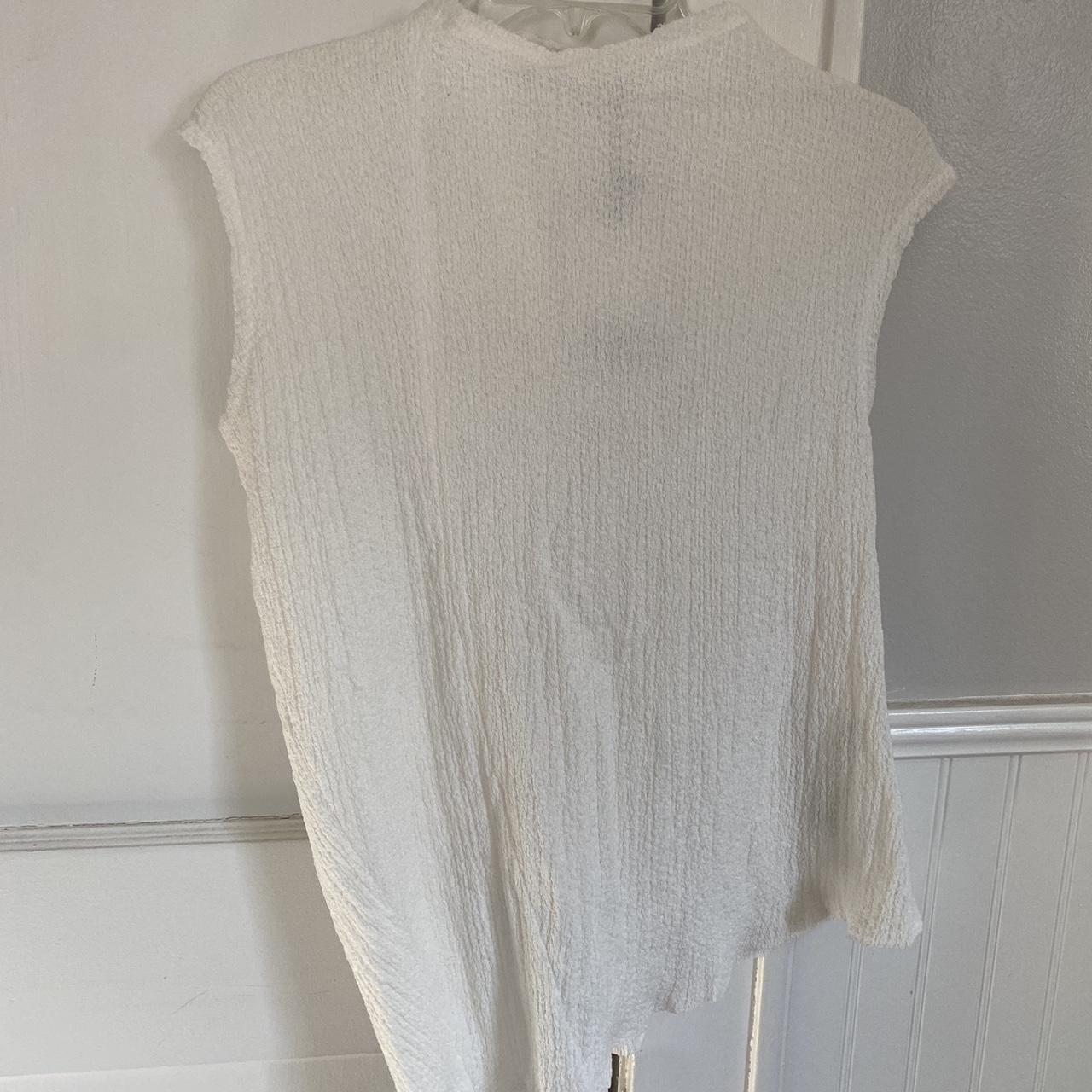 Deadstock white Zara top with asymmetrical zipper in... - Depop