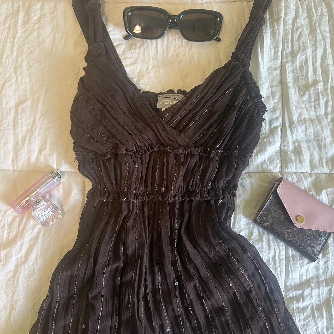 RAVE Y2K Brown Sparkle Shirt | Depop