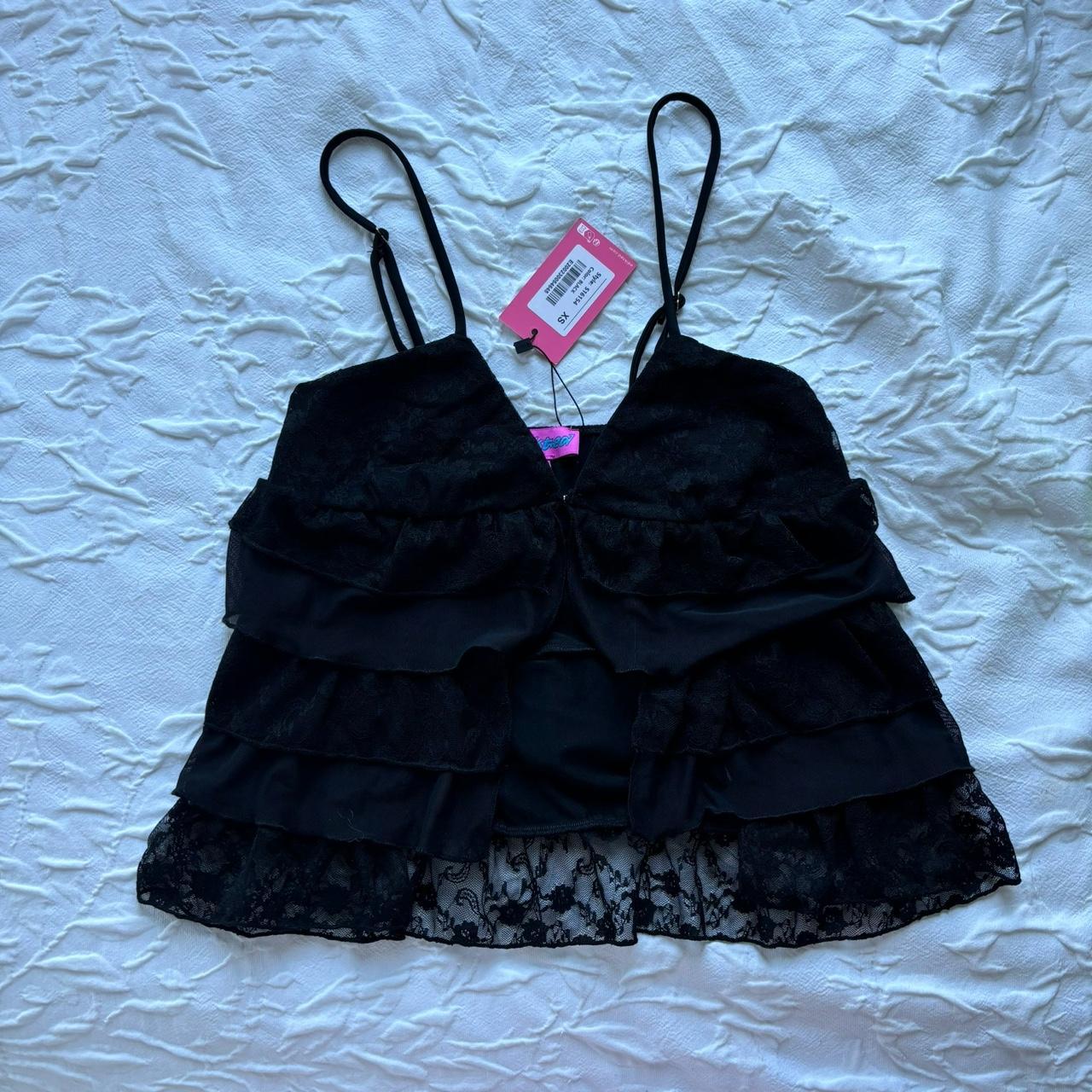 NWT Edikted Black Lace Ruffle Tank Top never worn... | Depop