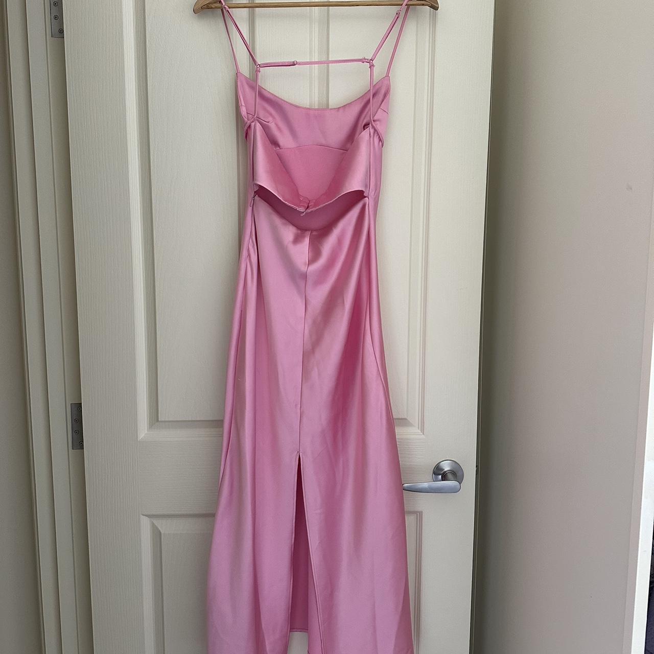 slim fitting pink silk dress, worn a few times - Depop